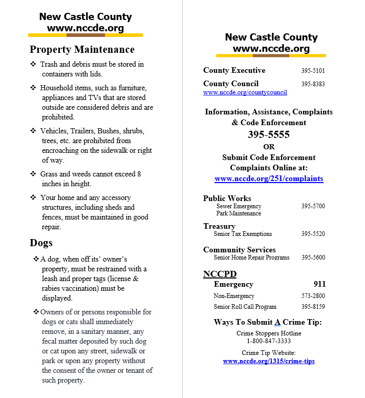 Frequently Used Phone Numbers – Neighborhood Resources LLC